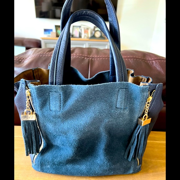 Inzi | Bags | Inzi Suede And Faux Leather Bag With Detachable Shoulder ...